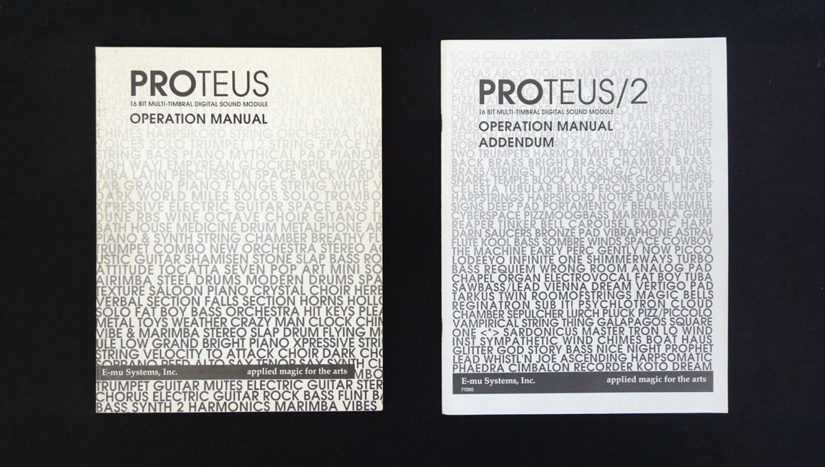 E-MU Systems Proteus Operation Manual W/ Proteus 2 Addendum Operation ...