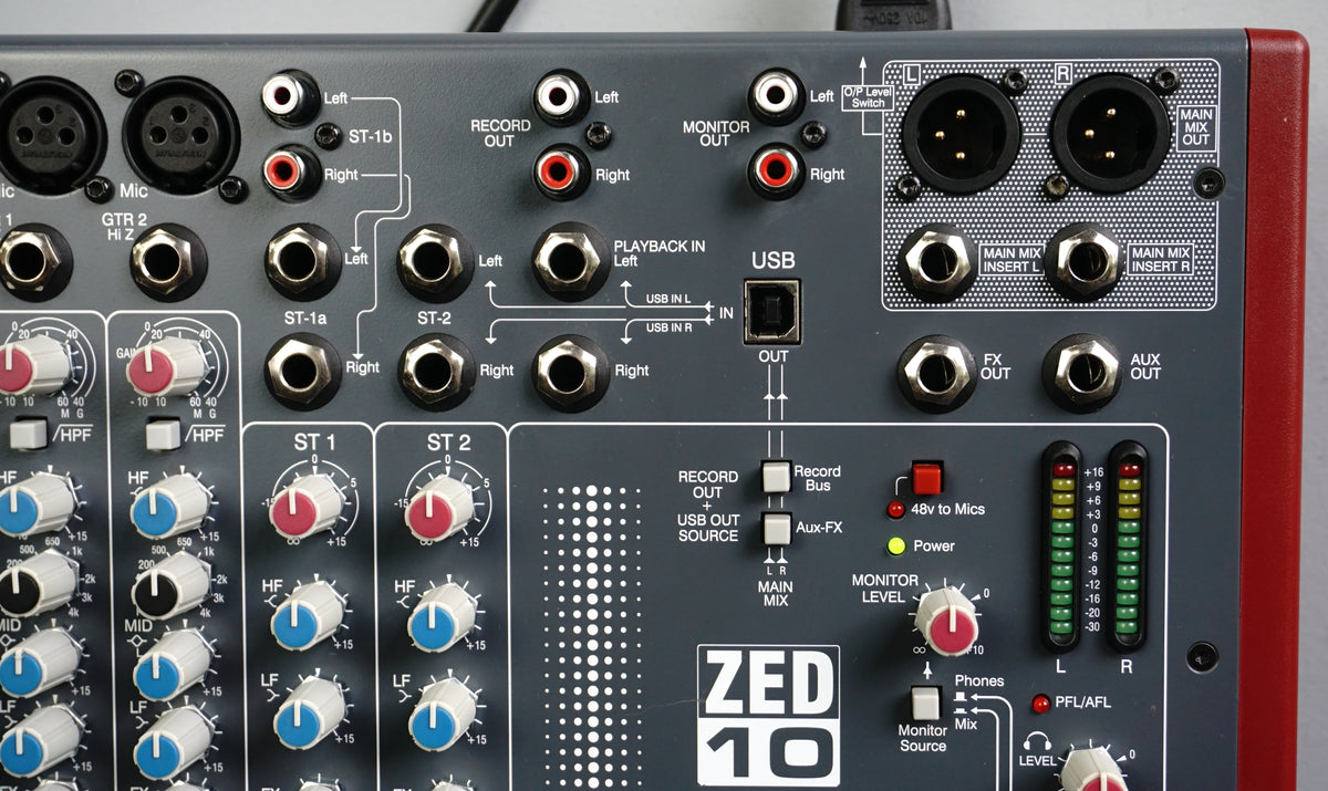 Allen & Heath ZED-10 10-Channel Portable USB Audio Mixer - 100-240V ...